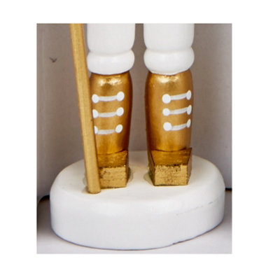 Christmas Nutcracker Tree Decorations Pack of 5 White & Gold Nutcrackers