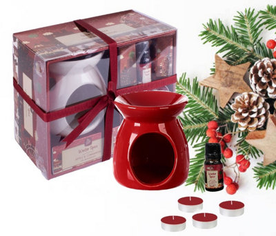 Christmas Oil Burner Set Winter Spice Apple & Cinnamon Tealights ...