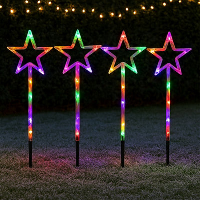 Christmas Pathway Lights 4 Pack Battery Operated Pre Lit Star Christmas ...
