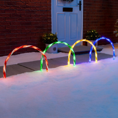 Christmas Pathway Lights LED Candy Cane Archway Path Decorations Set Of 4