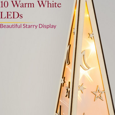 Christmas Pyramid Lantern Wooden Warm White LED Indoor Decoration H45cm
