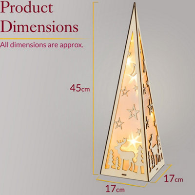 Christmas Pyramid Lantern Wooden Warm White LED Indoor Decoration H45cm