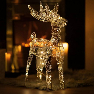 Christmas Reindeer Decoration LED Pre-Lit Novelty Stag Home Decor Xmas ...