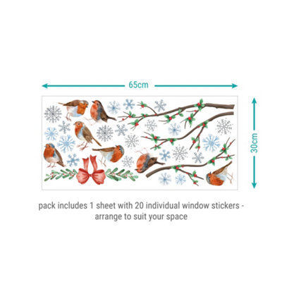 Christmas Robins Window Sticker Pack Children's Bedroom Nursery ...