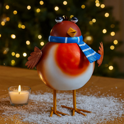 Christmas Rockin Robin Ornament Metal Decoration