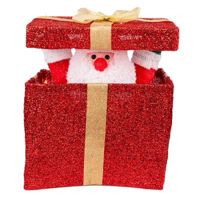 Christmas Santa Pup-up Lighted LED Gift Box 32cm