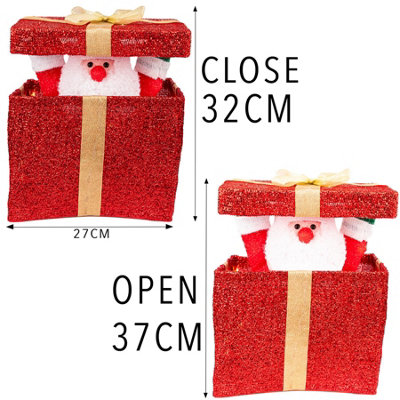 Christmas Santa Pup-up Lighted LED Gift Box 32cm