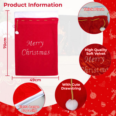 Christmas Santa Velvet Sack, Merry Christmas Stocking Bag Xmas ...