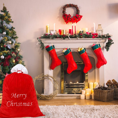 Christmas Santa Velvet Sack, Merry Christmas Stocking Bag Xmas ...