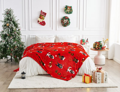 Christmas Sherpa Fleece Throw Xmas Fluffy Winter Warmer Blanket Super ...
