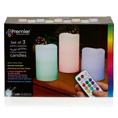 Christmas Shop Battery Operated Colour Changing Candles Multi (One size ...
