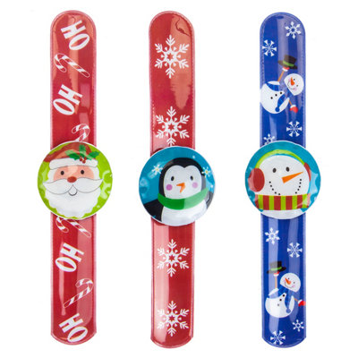 Christmas Snap Band Novelty Santa, Snowman or Penguin Varied Design X 1