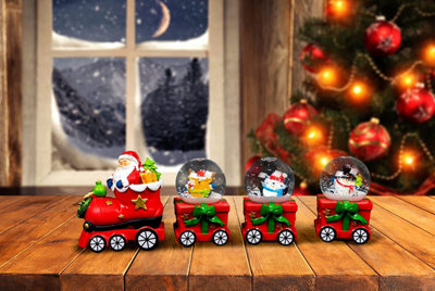 Christmas Snowglobe Train Set of 3pcs Gift Box Train Carriages & Engine ...