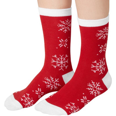 Christmas socks with snowflake motif - red/white | DIY at B&Q