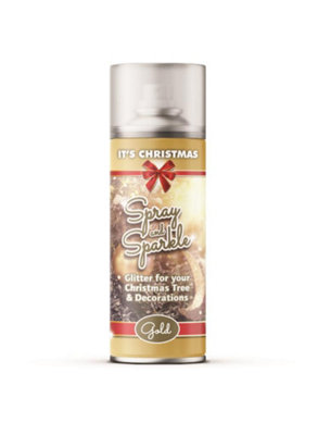 Christmas Spray and Sparkle Glitter Gold Festive Decoration Spray 200ml ...