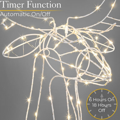 Christmas Stag Head Light Xmas Wall Decoration Outdoor Indoor Battery ...