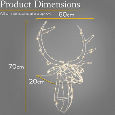 Christmas Stag Head Light Xmas Wall Decoration Outdoor Indoor Battery ...