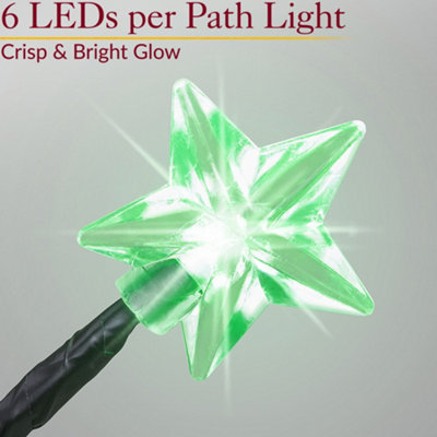 Christmas Star Branch Path Lights Outdoor Garden Battery Powered 30 LED ...