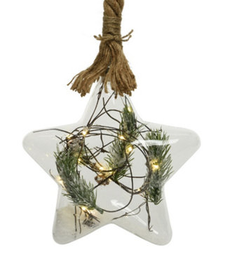 Christmas Star Rope Light 15 Warm White LEDs Decorative Foliage Filled ...