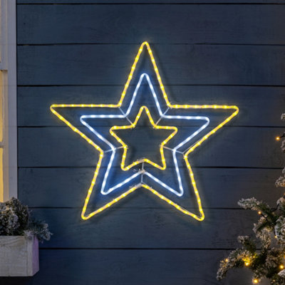Christmas Star Rope Light Flashing LED Outdoor Wall Decoration Warm ...