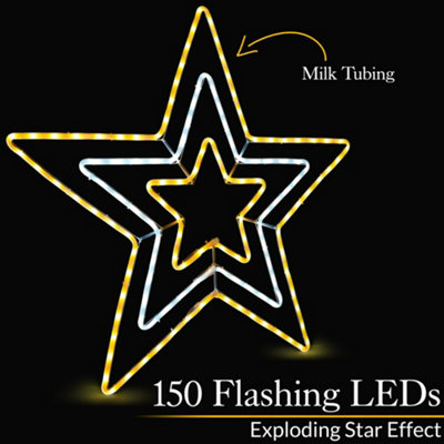 Christmas Star Rope Light Flashing LED Outdoor Wall Decoration Warm ...