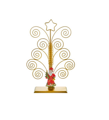 Christmas Swirl Greetings Card Holder Metal Gold Tree Shape Holds 20 ...