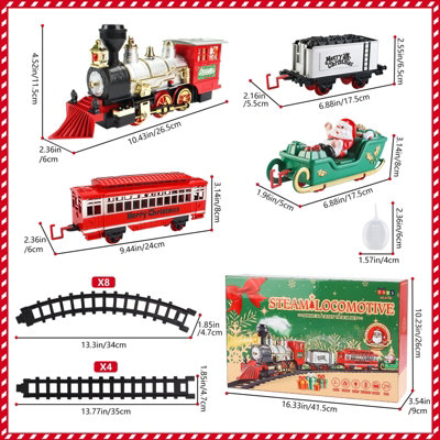 Christmas Train Set with Light & Sounds, Smoke Effect, Christmas Tree ...
