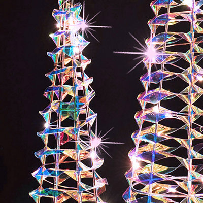 Christmas Tree Pyramid Cone Warm White LED Fireplace Decoration - Set ...