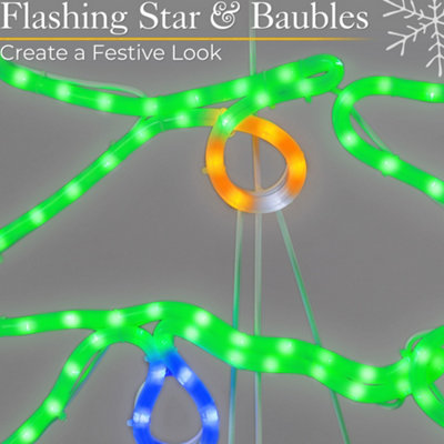 Christmas Tree Silhouette Rope Light Outdoor Decoration Flashing LED H114cm