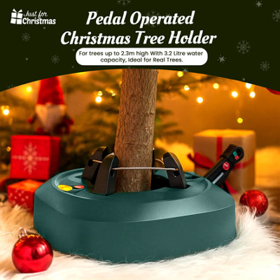 Christmas Tree Stand for Real Trees Pedal Operated Large Christmas Tree ...