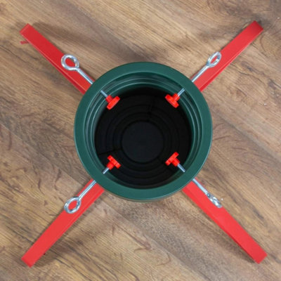 Christmas Tree Stand with Plastic Pot Metal Legs Adjustable Screws ...