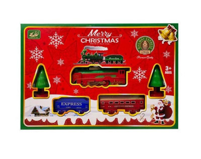 Christmas Tree Train Set with Light - Battery Operated Round Tree Base ...