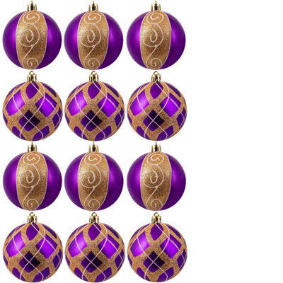 Christmas Tree World 6cm Hand Painted Shatterproof Bauble Design 10 (12 ...