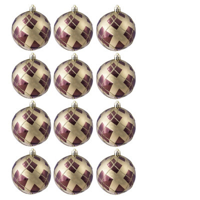 Christmas Tree World 8cm Hand Painted Shatterproof Bauble Design 27 (12 ...