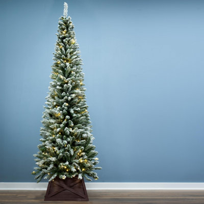 Christmas Tree World The Pre-lit 6ft/180cm Snowy Pencil Tree