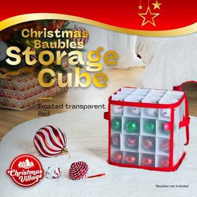 CHRISTMAS VILLAGE 64 Baubles Storage Box - Clear Box for Holiday & Tree ...