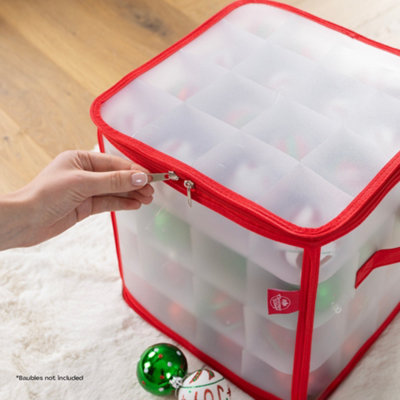 CHRISTMAS VILLAGE 64 Baubles Storage Box - Clear Box for Holiday & Tree ...