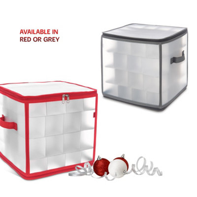 CHRISTMAS VILLAGE 64 Baubles Storage Box - Clear Box for Holiday & Tree ...