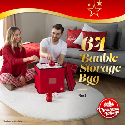 Christmas Village 64-Compartment Bauble Storage Box with Dividers