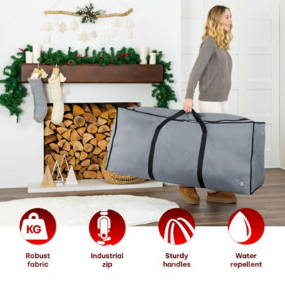 CHRISTMAS VILLAGE 7FT PREMIUM CHRISTMAS TREE STORAGE BAG - GREY