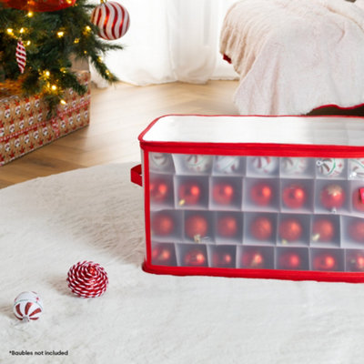 CHRISTMAS VILLAGE Christmas Bauble Storage Box With Dividers, 112 ...