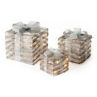 CHRISTMAS VILLAGE Christmas LED Light Up Gift Box Set - Perfect Indoor ...