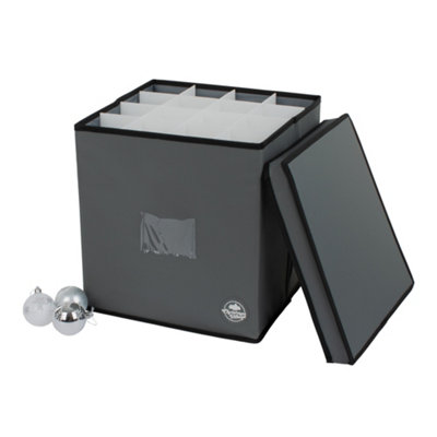 Christmas Village Collapsible Grey Bauble Storage Cube Holds 64 Xmas ...