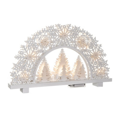 CHRISTMAS VILLAGE Natural Wooden Candle Bridge - 11 LED lights, Battery ...