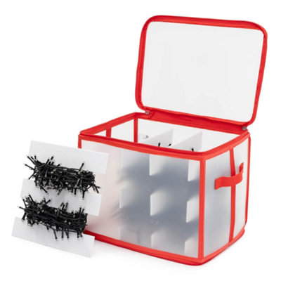 CHRISTMAS VILLAGE RED ICICLE LIGHTS STORAGE DECORATIONS BOX WITH 4 ...