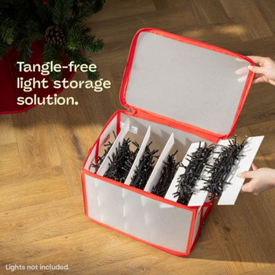 CHRISTMAS VILLAGE RED ICICLE LIGHTS STORAGE DECORATIONS BOX WITH 4 ...