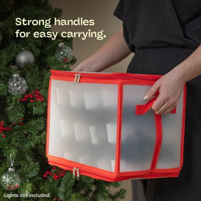 CHRISTMAS VILLAGE RED ICICLE LIGHTS STORAGE DECORATIONS BOX WITH 4 ...