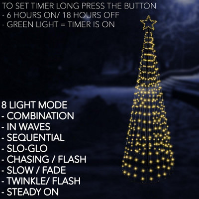 Christmas Warm White Maypole Tree LED Light Pyramid Outdoor Decoration 1.4m