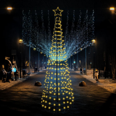 Christmas Warm White Maypole Tree LED Light Pyramid Outdoor Decoration 1.8m