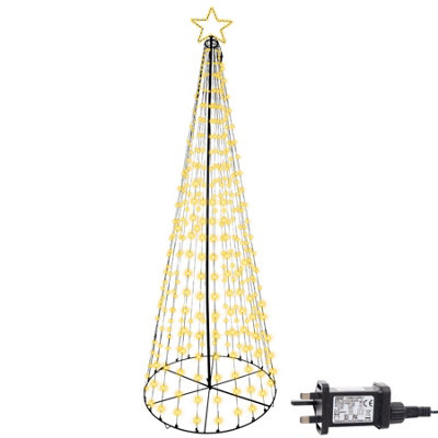 Christmas Warm White Maypole Tree LED Light Pyramid Outdoor Decoration 2.1m